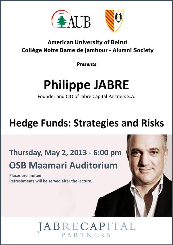 Lecture by Philippe Jabre at AUB
