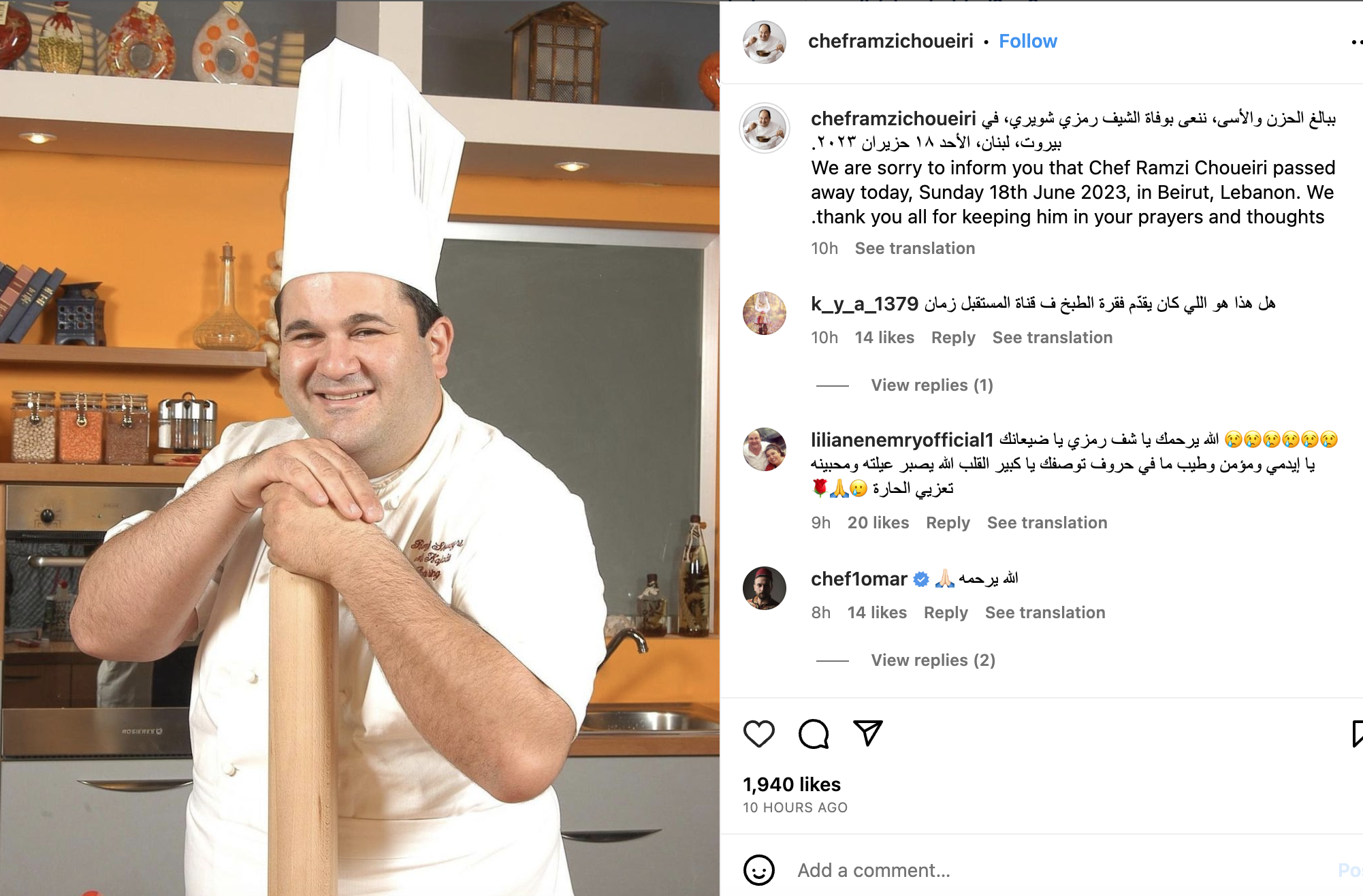 Beloved Chef Ramzi Dead At 52 » Beirut.com